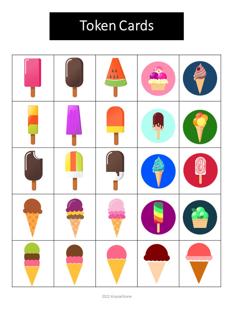 Editable Token Boards - FOOD - Ice Cream | Special Education - Etsy