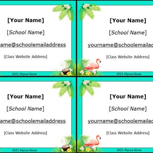 Meet the Teacher Night Business Cards - Tropical - Etsy