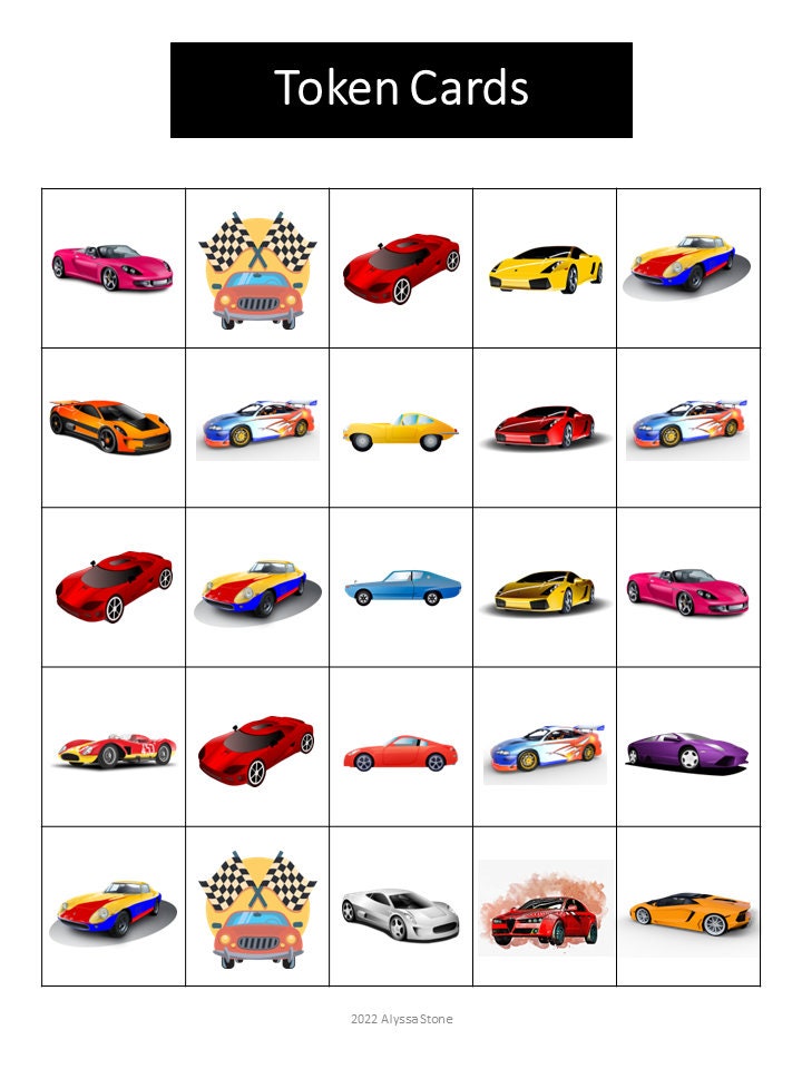 Editable Token Boards - Racecars | Special Education - Etsy