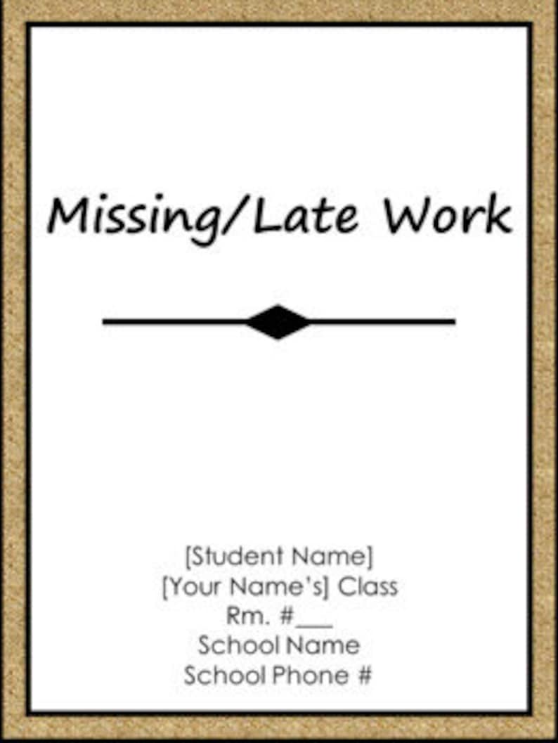 Missing/late Work Tracker With Excuse Slips - Burlap - Etsy