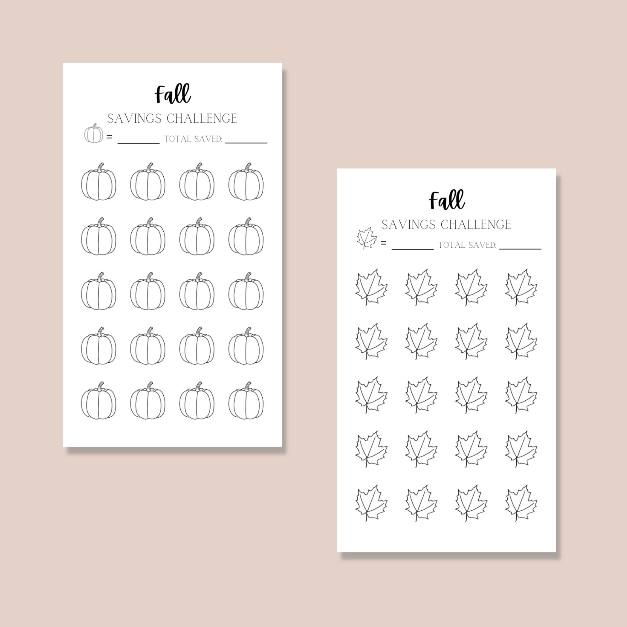A6 Fall Savings Challenge Money Challenge Savings Tracker - Etsy