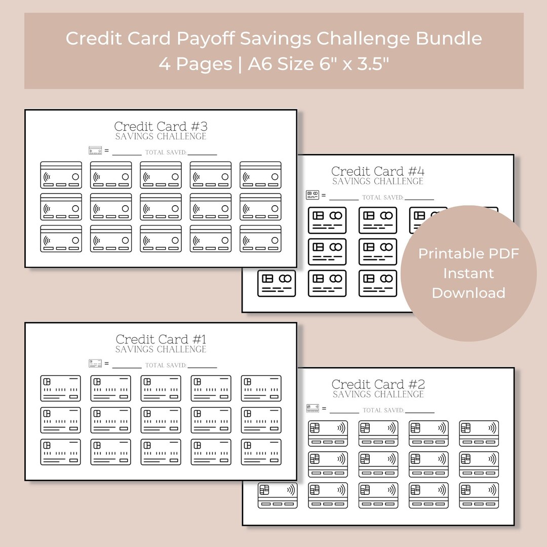 A6 Credit Card Payoff Savings Challenge, Debt Payment Tracker, Debt ...