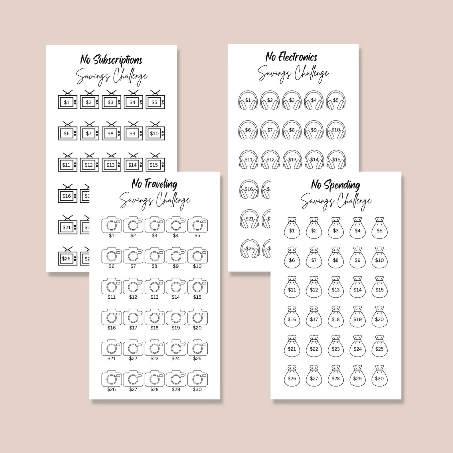 A6 No Spend Savings Challenge, No Spend Tracker, Budget Challenge ...