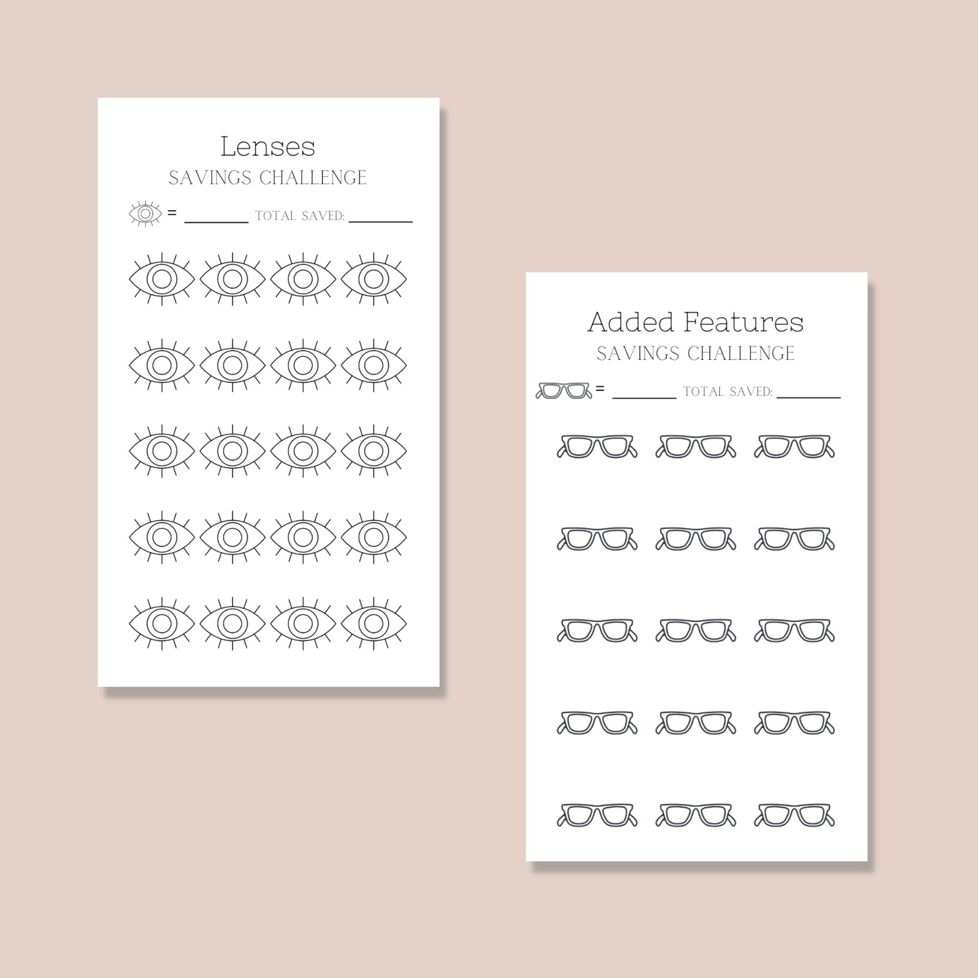 A6 New Eye Glasses Savings Challenge, Savings Tracker, Budget Challenge ...