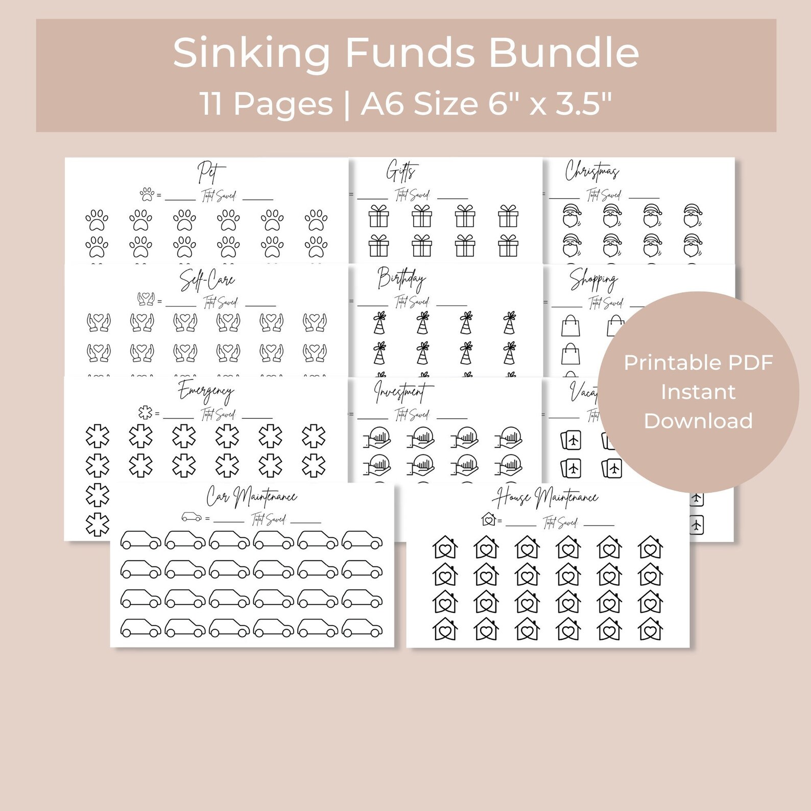 A6 Sinking Funds Bundle Printable, Savings Challenge, Money Saving ...
