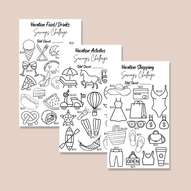 A6 Vacation Savings Challenge Bundle, 12 Month Savings Challenge, Money ...