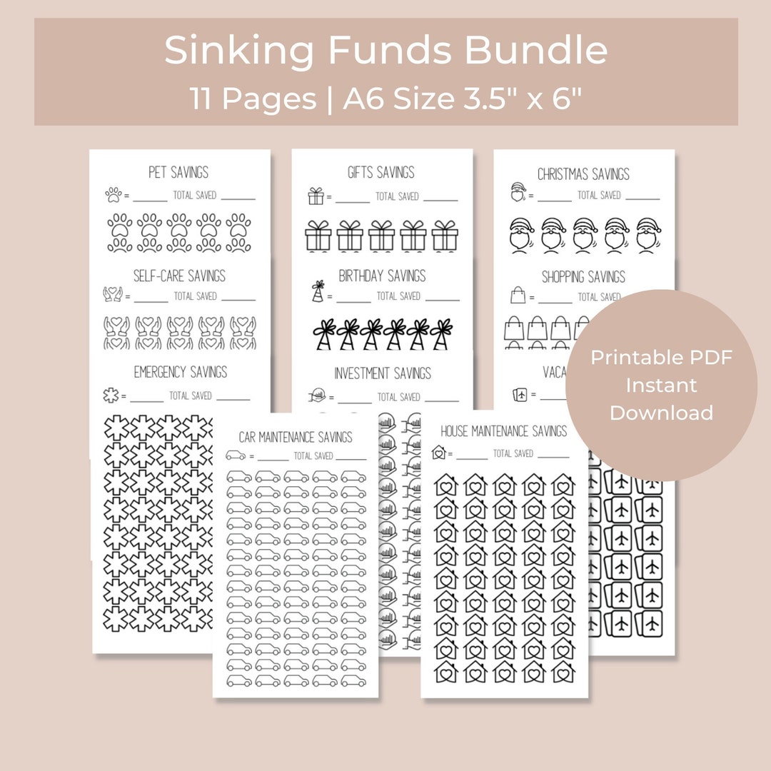 A6 Sinking Funds Bundle Printable, Savings Challenge, Money Saving ...