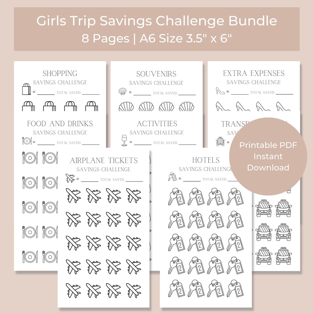 A6 Girls Trip Savings Challenge, Girls Weekend, Girls Night Out, Money ...