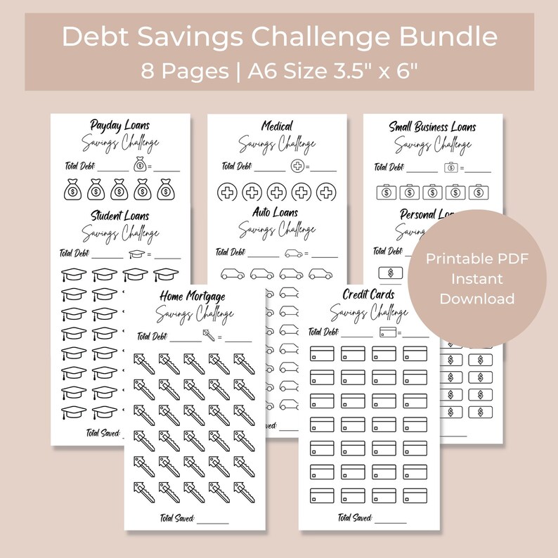 A6 Debt Savings Challenge Bundle, Money Savings Challenge, Savings ...