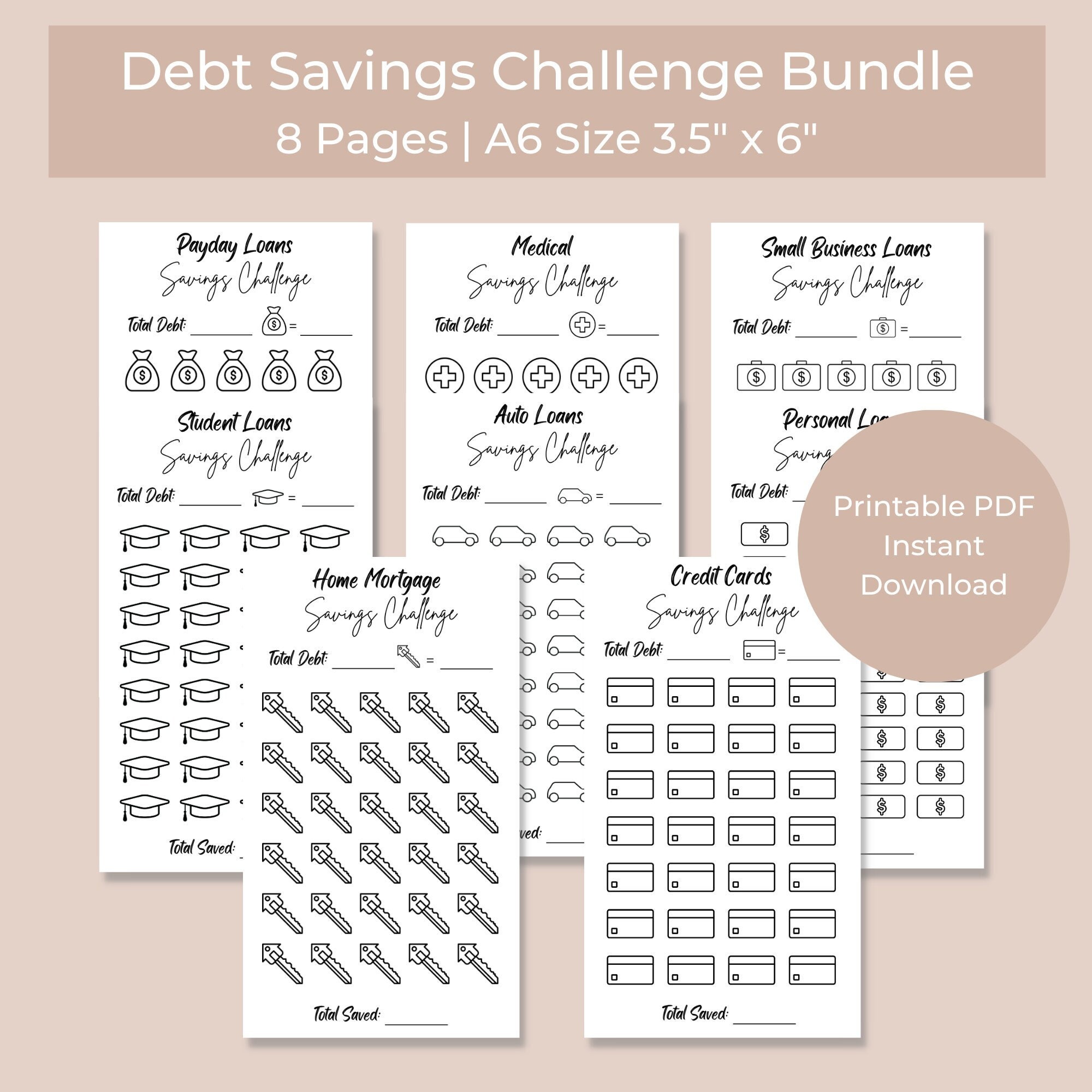 A6 Debt Savings Challenge Bundle, Money Savings Challenge, Savings ...