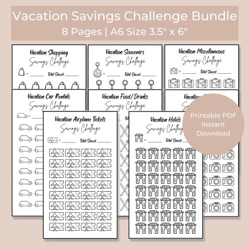 Family Vacation Cash Savings Challenge Printable for Saving - Etsy