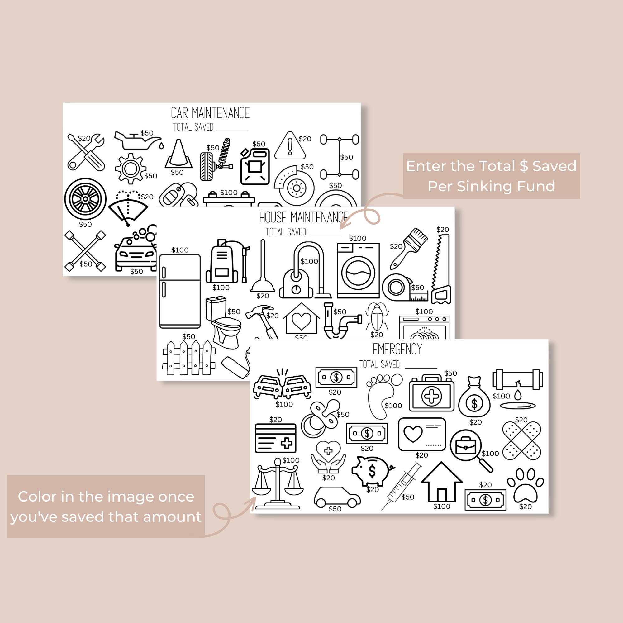 A6 Sinking Funds Savings Challenge Bundle, 12 Month Savings Challenge ...