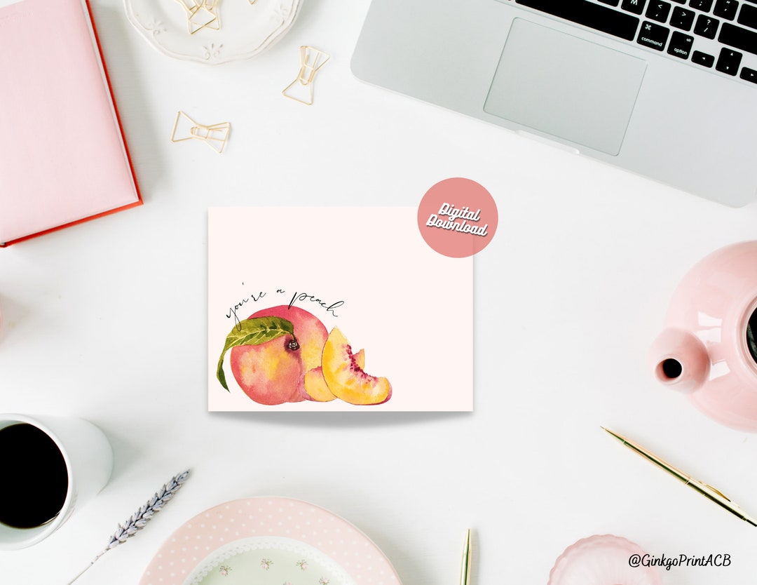 You're a Peach Postcard | Thank You Card - Etsy