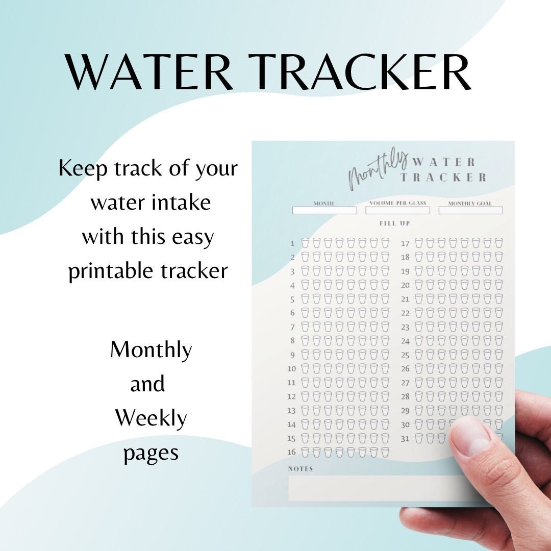 Water Tracker | Printable Tracker | Monthly Water Intake Tracker ...