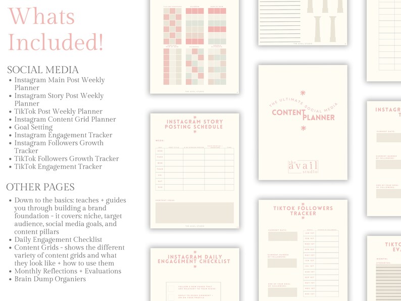 Social Media Content Planner & Editable Template, Instagram, Tiktok ...