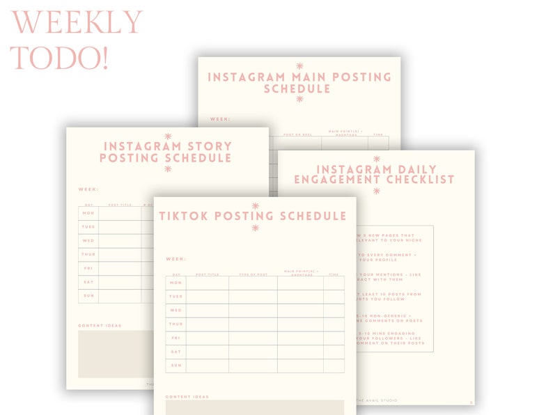 Social Media Content Planner & Editable Template, Instagram, Tiktok ...