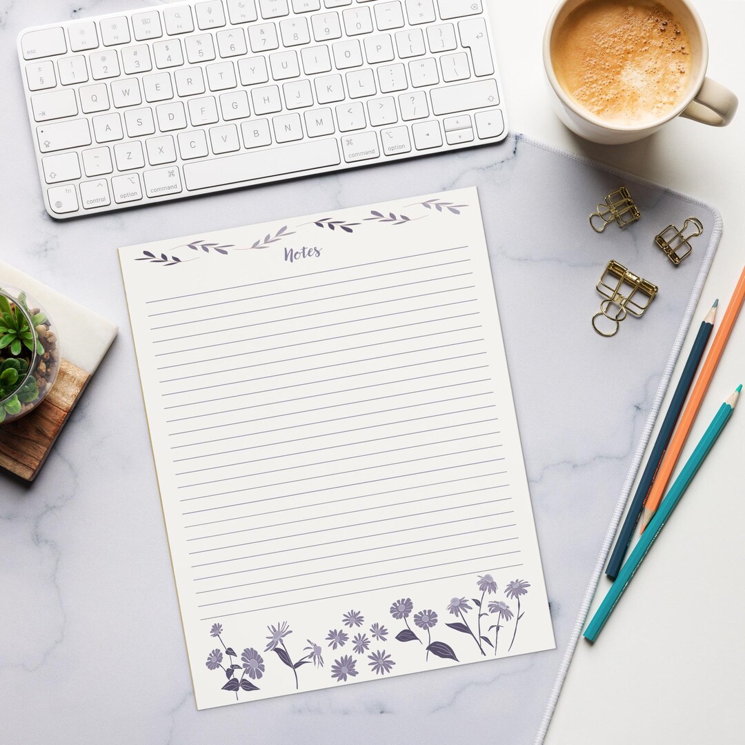 Purple Floral Notepad – Desk Pad for Work and School - Etsy