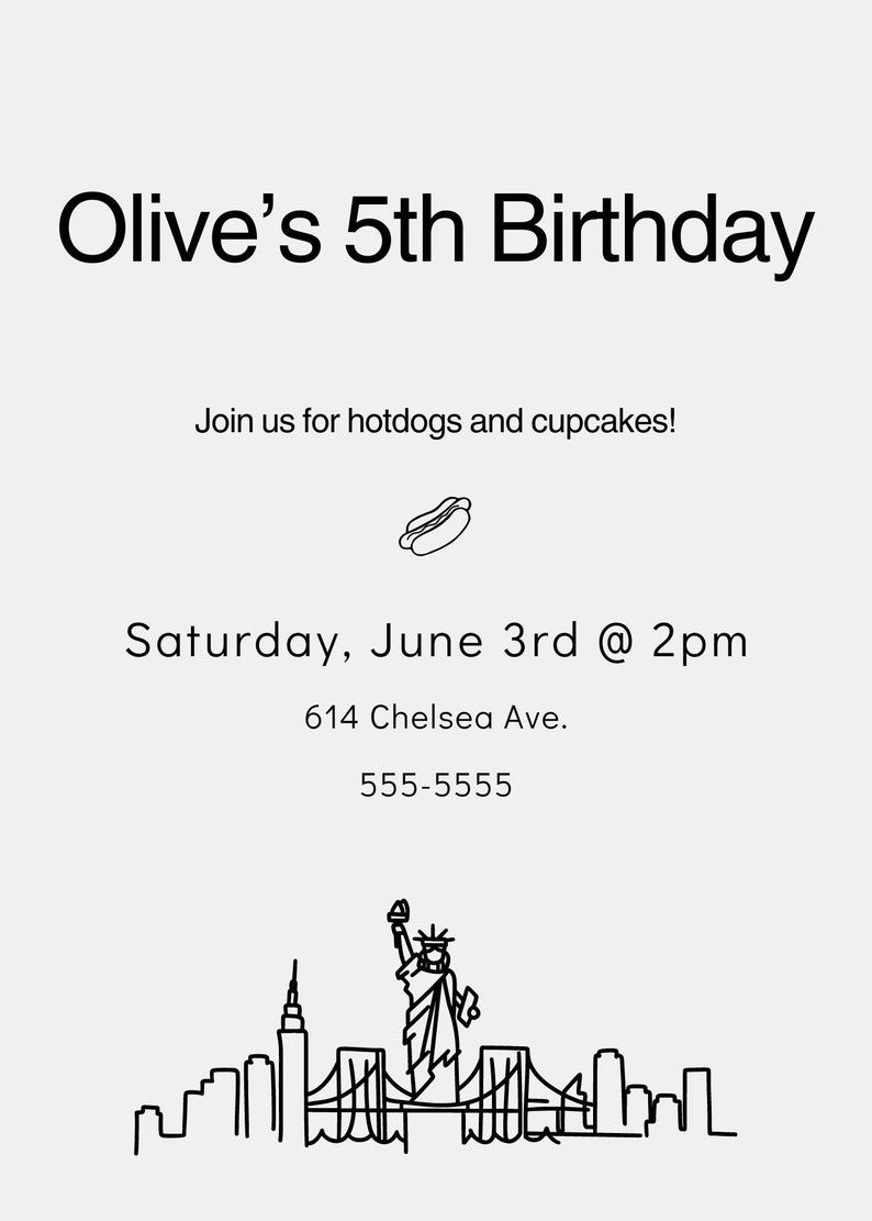 New York City Birthday Party Invitation - Etsy
