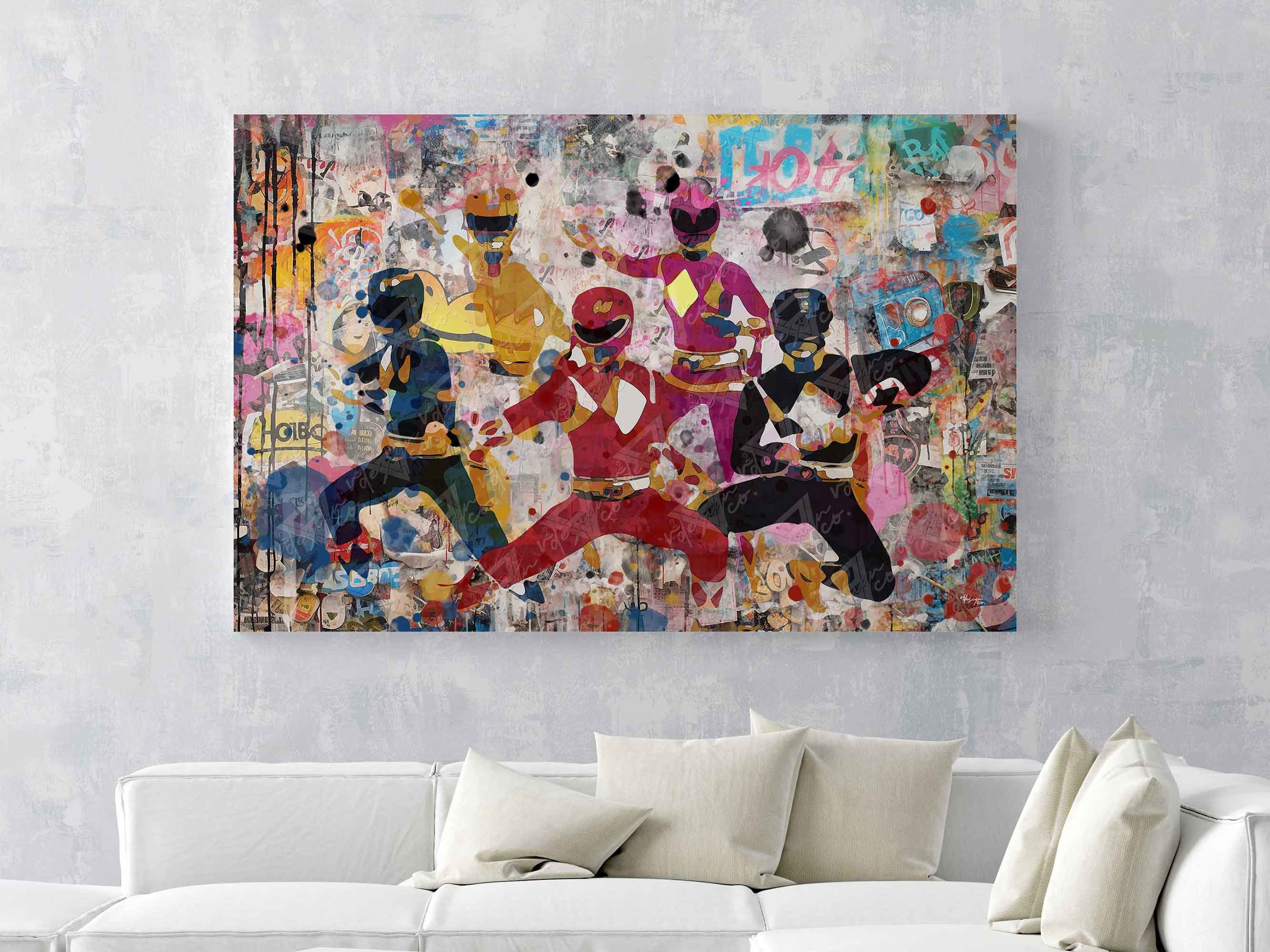Mighty Morphin Power Rangers Graffiti Canvas Art Power Rangers Print ...