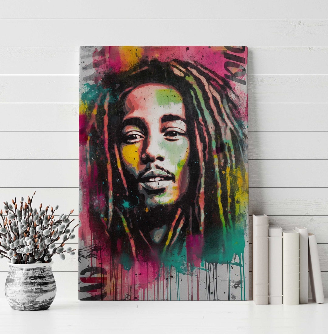 Reggae Legend Bob Marley Colorful Graffiti Abstract Portrait Wall Art ...