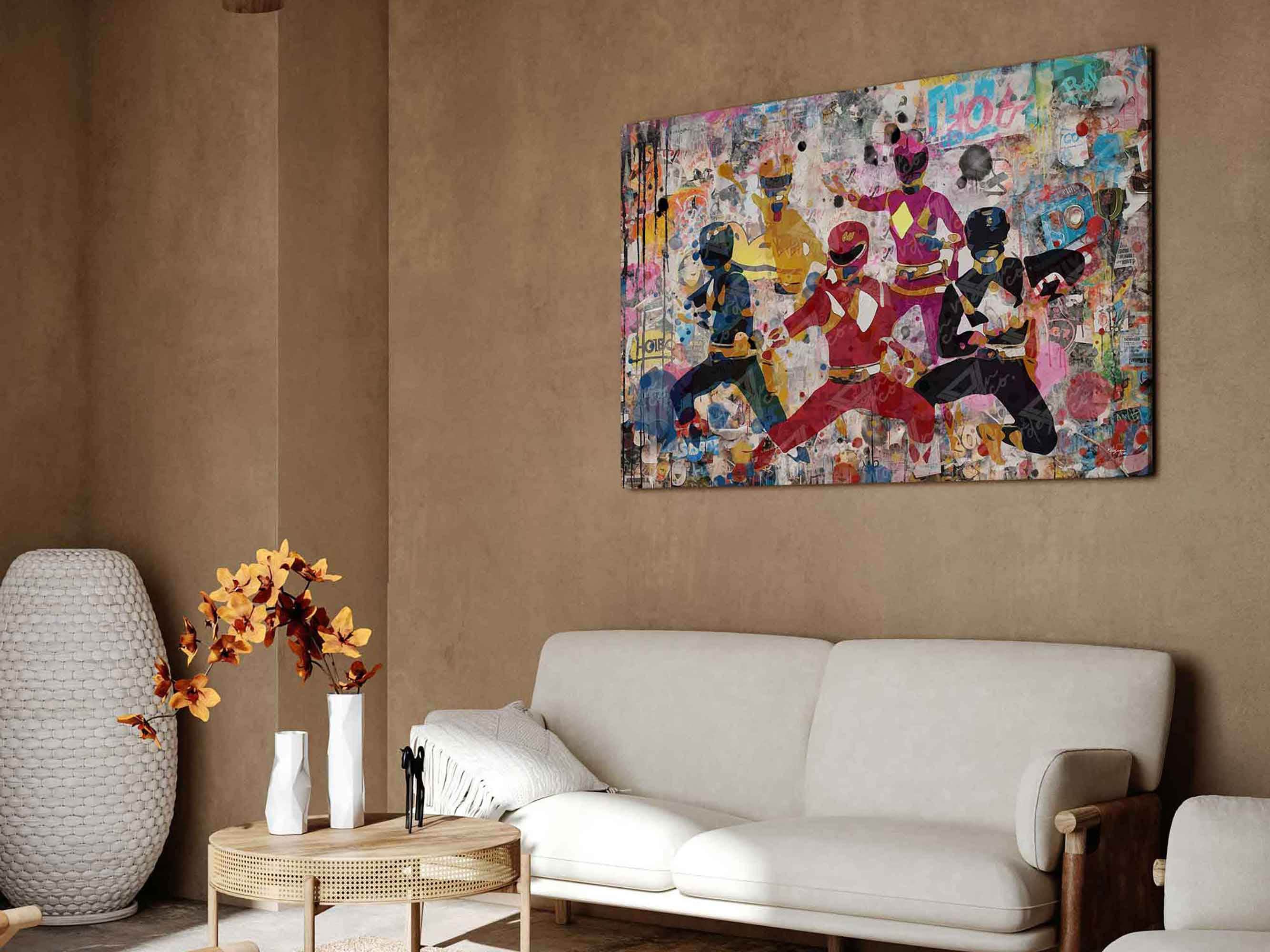 Mighty Morphin Power Rangers Graffiti Canvas Art Power Rangers Print ...