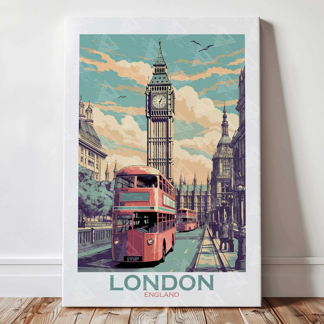 London Art Print Calling! England Art Vintage Canvas Travel Poster ...