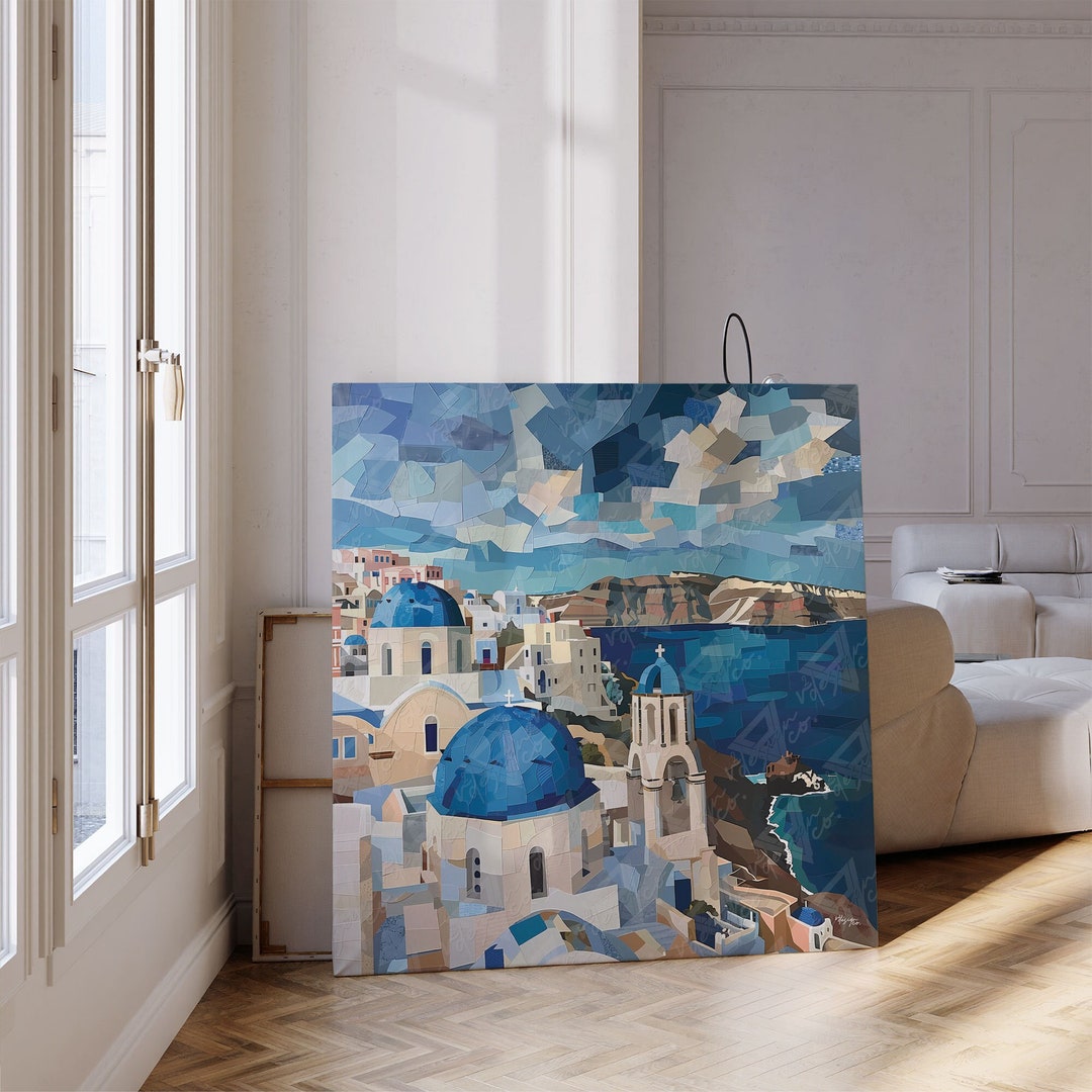 Vibrant Santorini Art Print Modern Greek Wall Decor Original ...