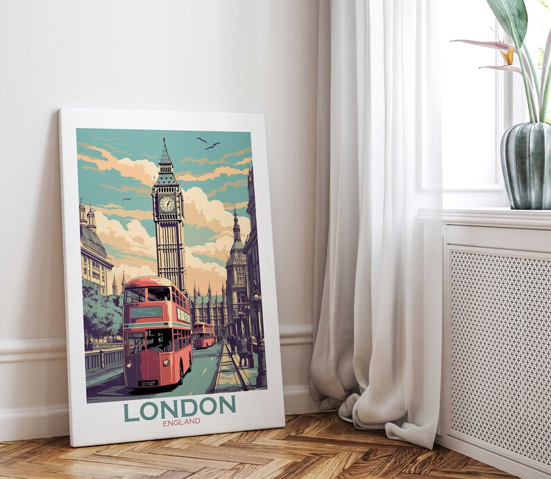 London Art Print Calling England Art Vintage Canvas Travel - Etsy