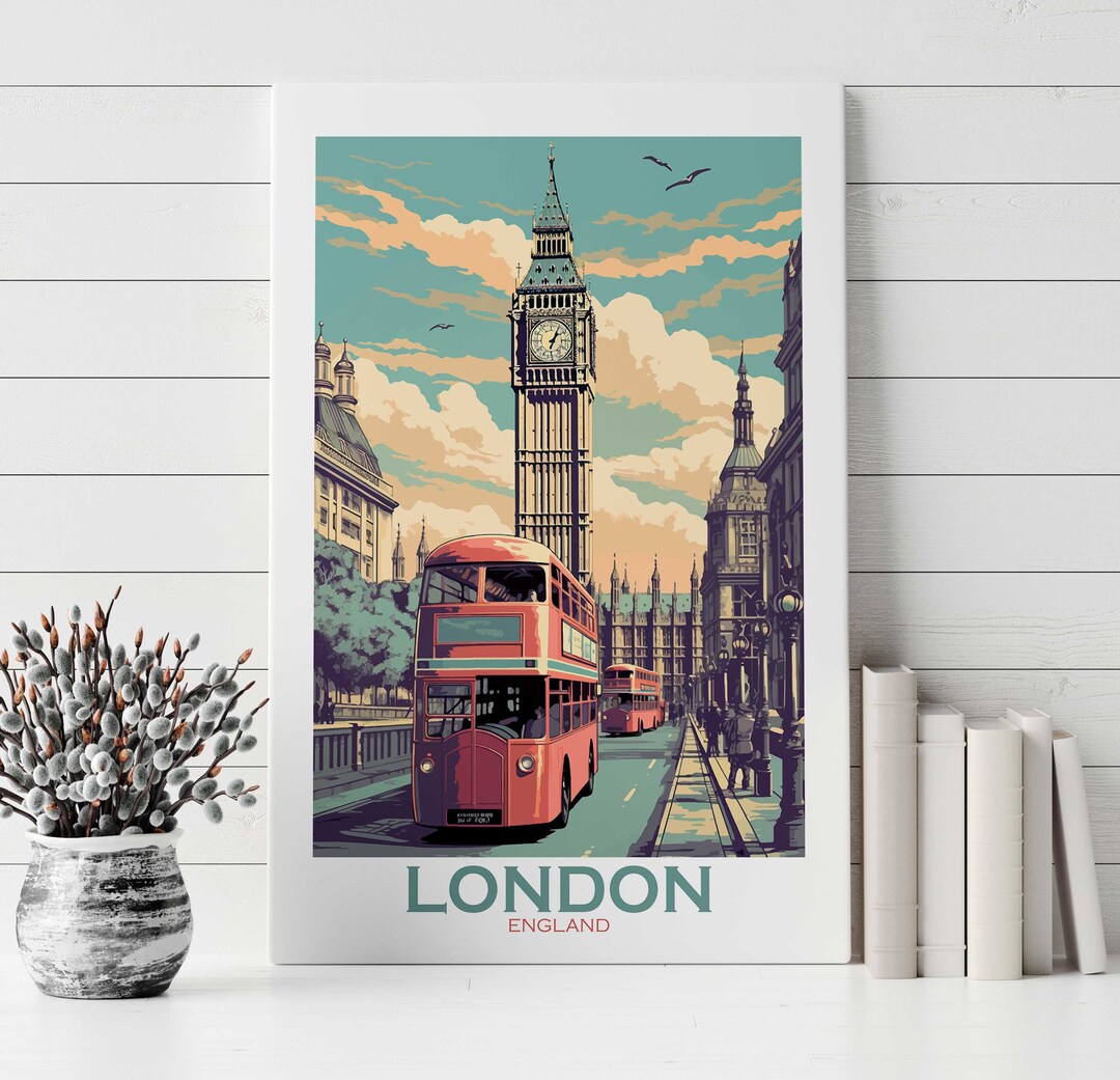 London Art Print Calling England Art Vintage Canvas Travel - Etsy