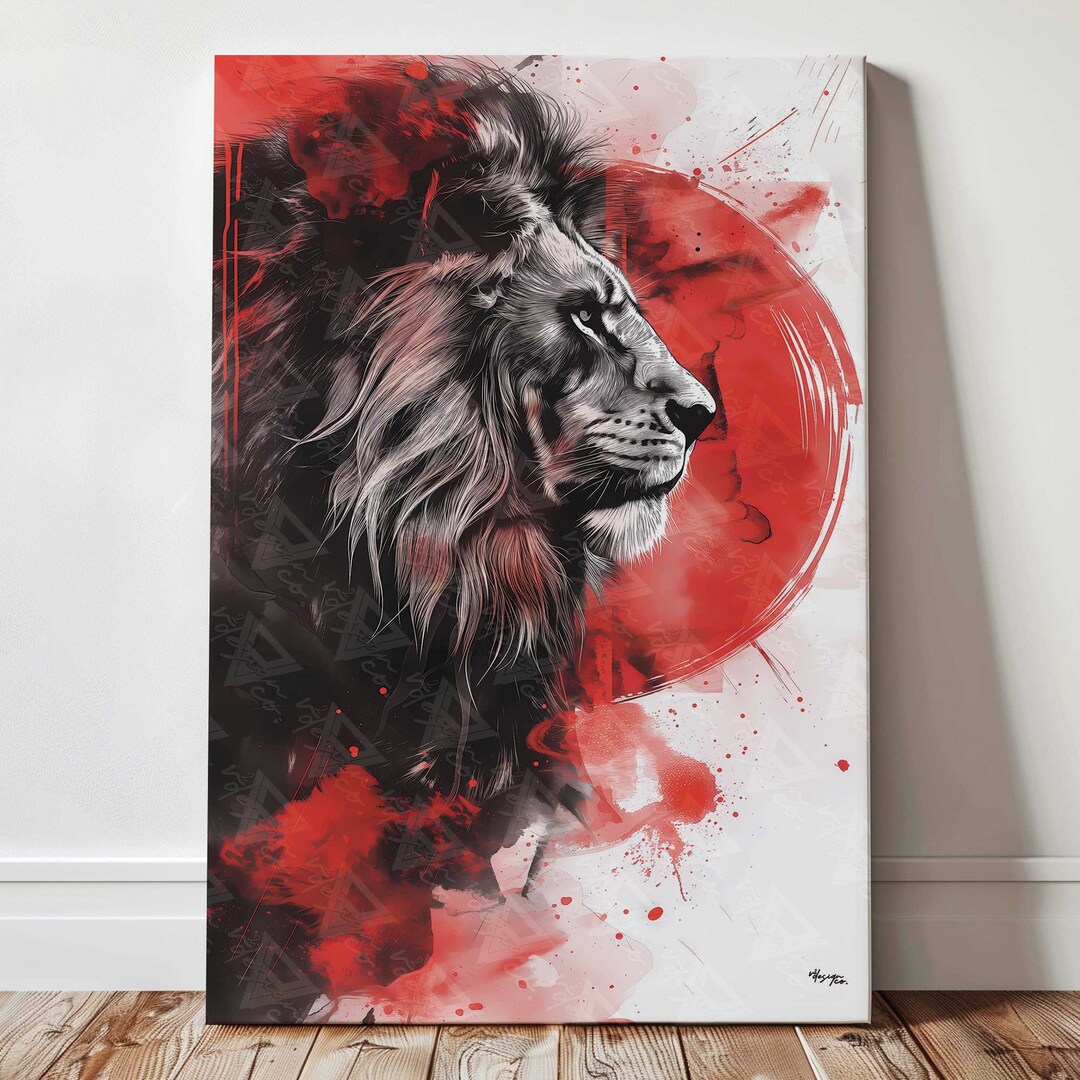 Abstract Lion Art Canvas Print - Lion Wall Art Office Decor - Nature ...