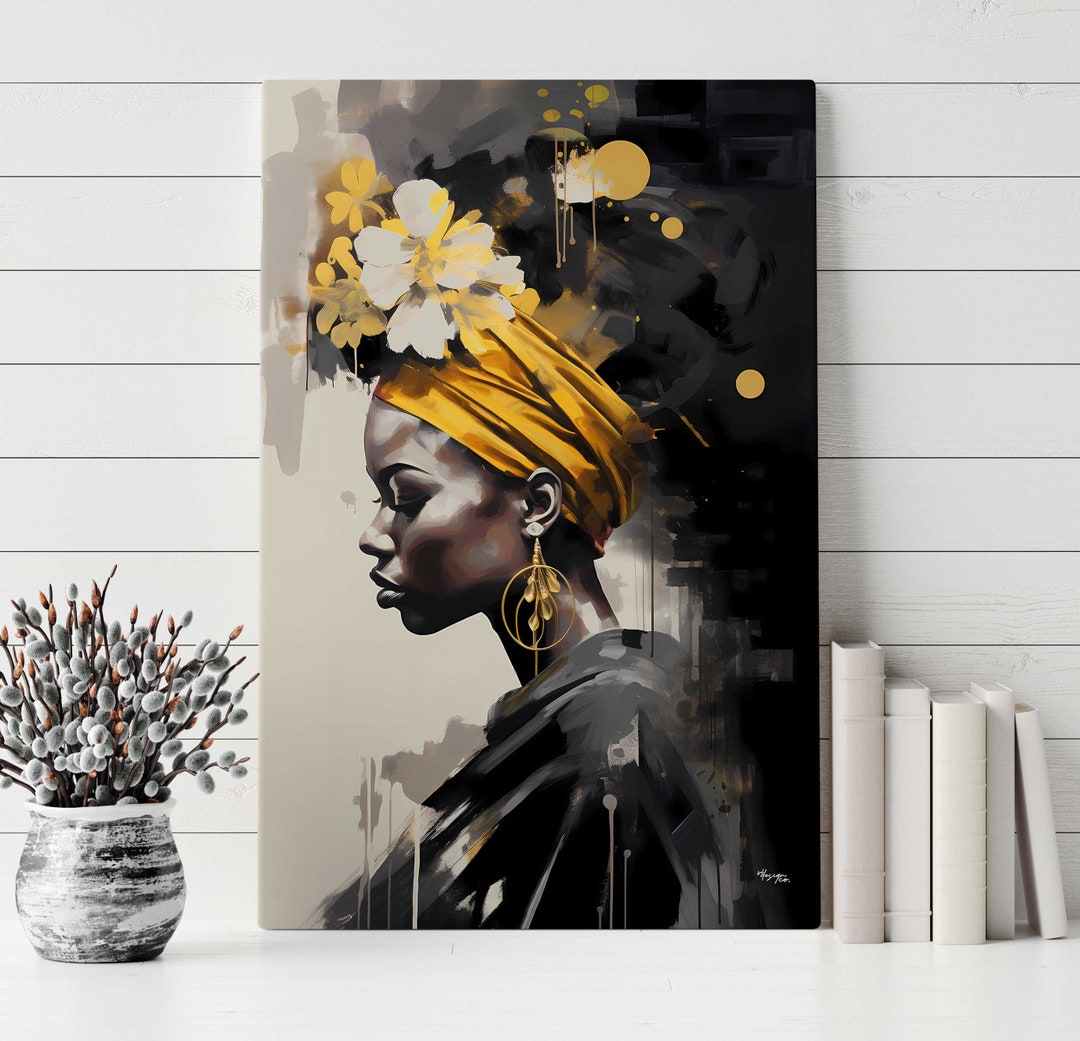 Modern African Art Black Female Abstract Portrait Art Elevate Your ...