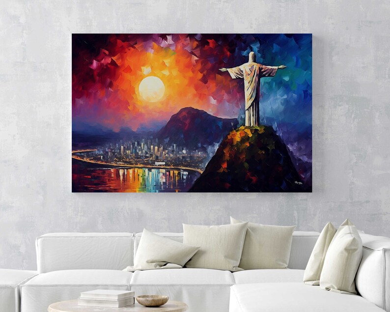 Christ the Redeemer Art Deco Statue in Rio De Janeiro, Brazil Colorful ...