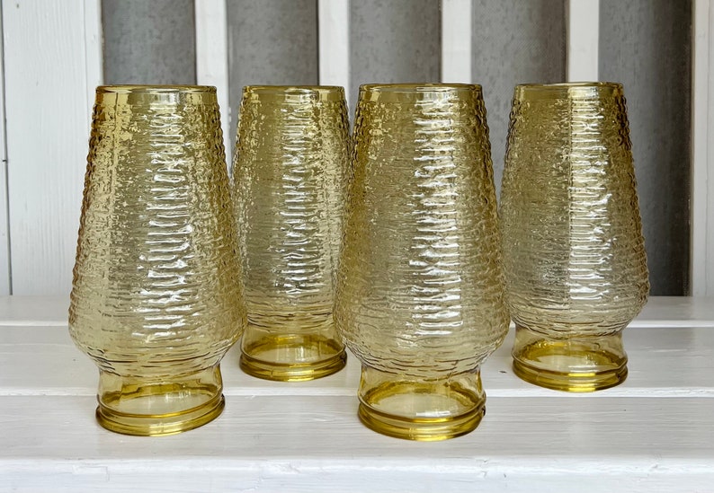 Vintage Set of 4 Gold Glass Tension Pole Light Fixture - Etsy