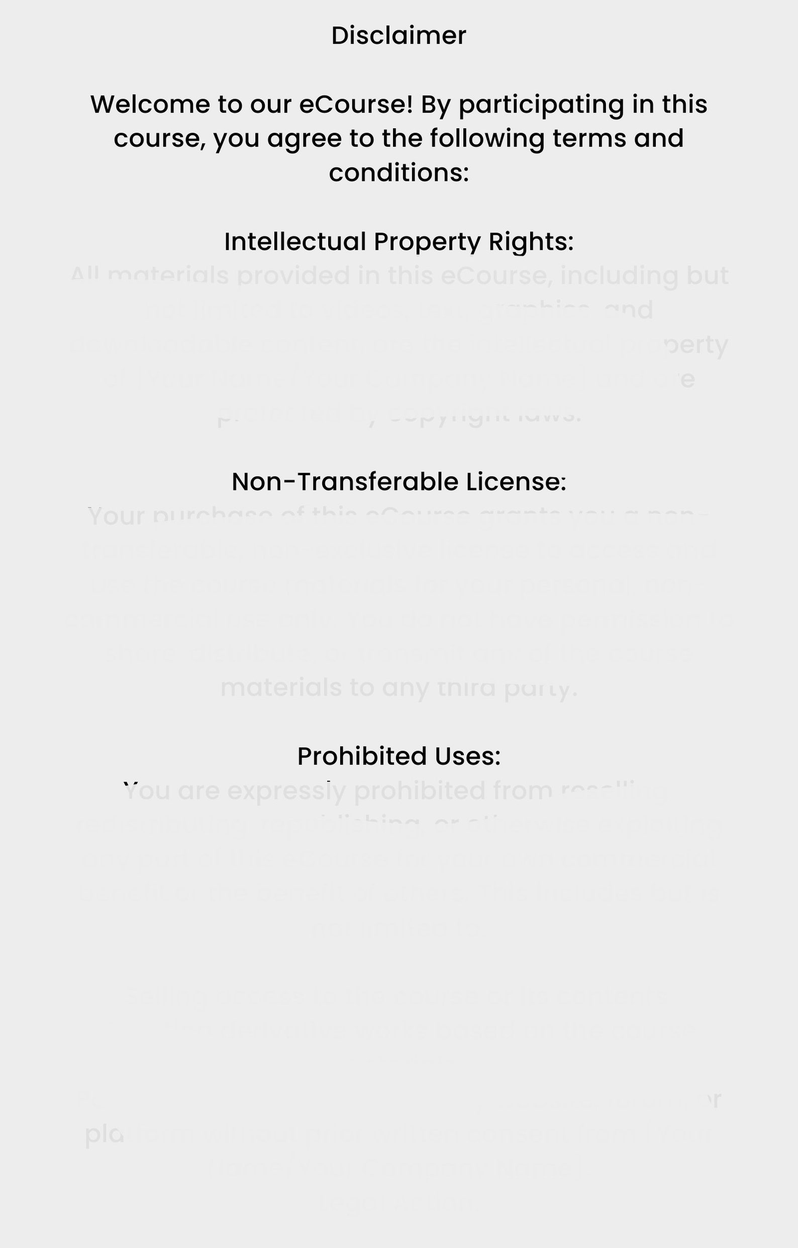 Disclaimer Template for Digital Products, Websites, E-courses - Etsy