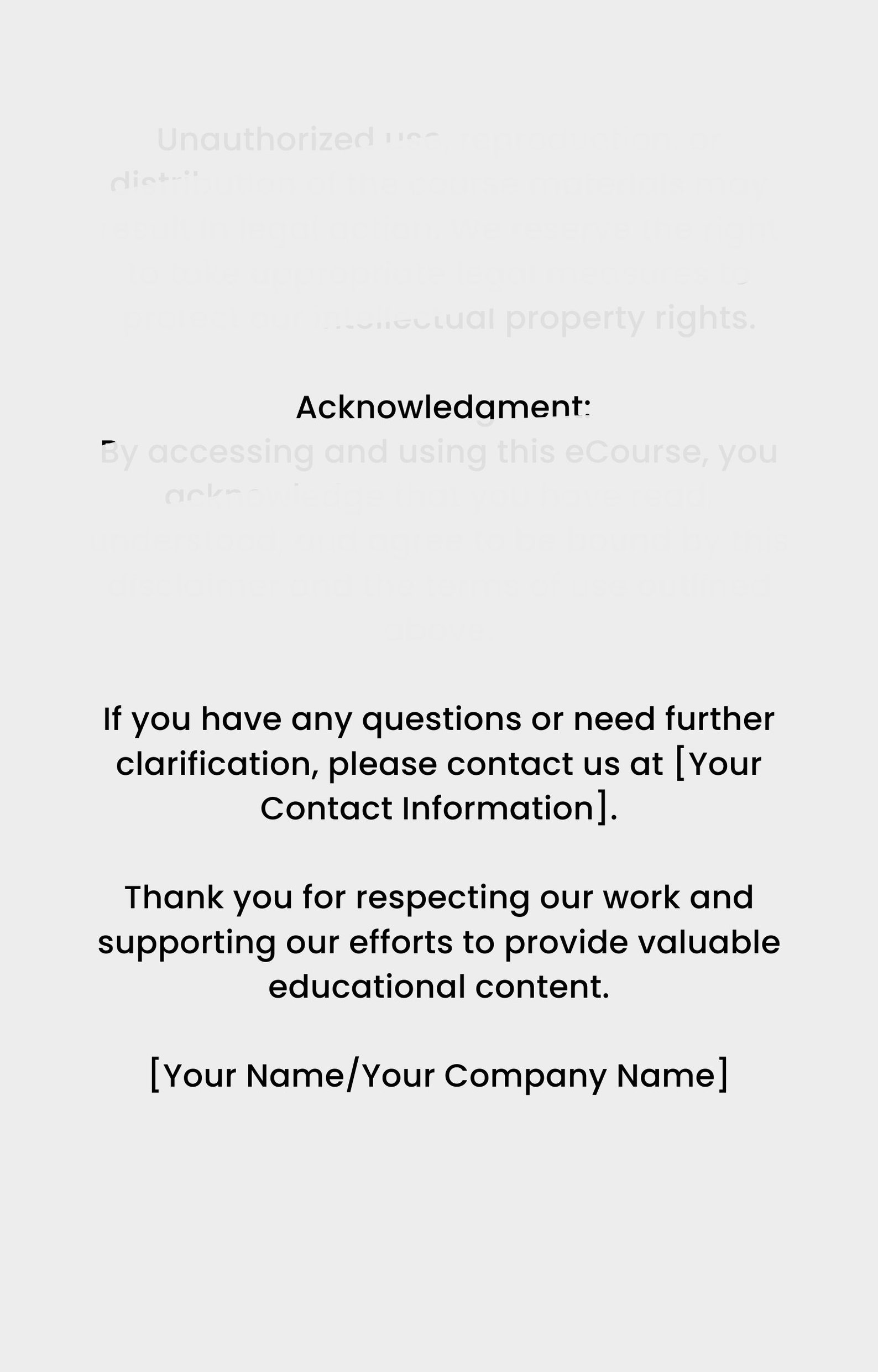 Disclaimer Template for Digital Products, Websites, E-courses - Etsy