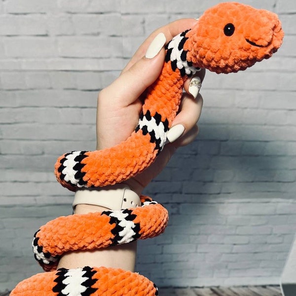 Crochet Orange Snake Plush - Etsy