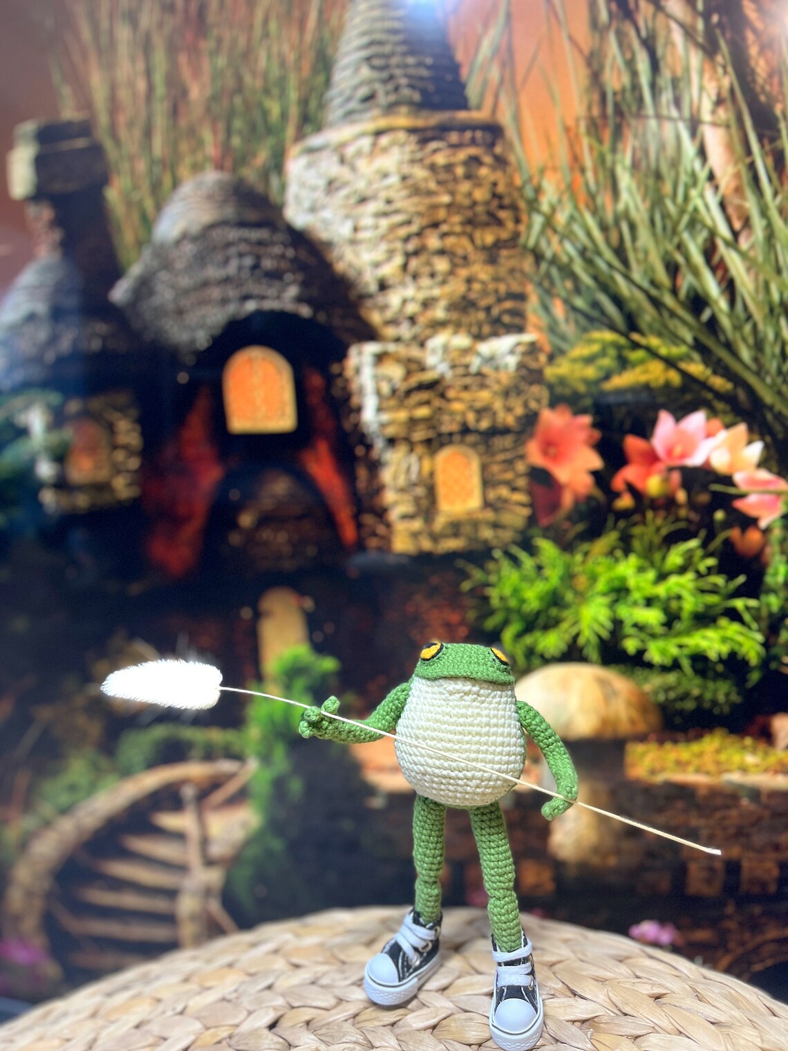 Crocheted Frog With Inner Wiring to Set It to Any Pose. Eye Color is ...