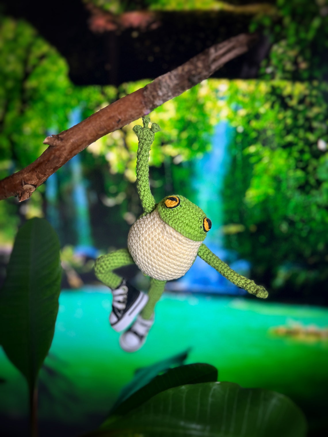 Crocheted Frog With Inner Wiring to Set It to Any Pose. Eye Color is ...