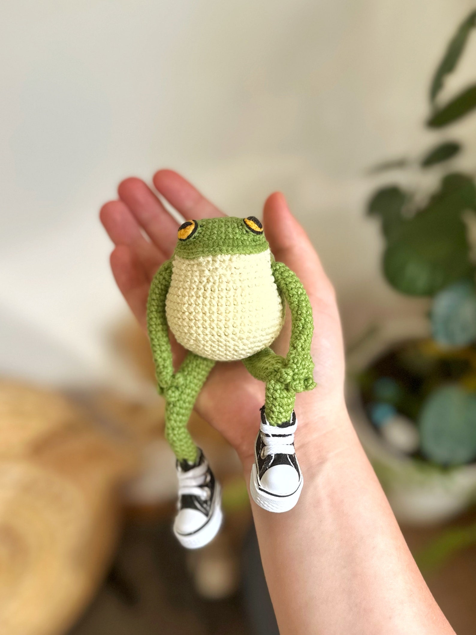 Crocheted Frog With Inner Wiring to Set It to Any Pose. Eye Color is ...