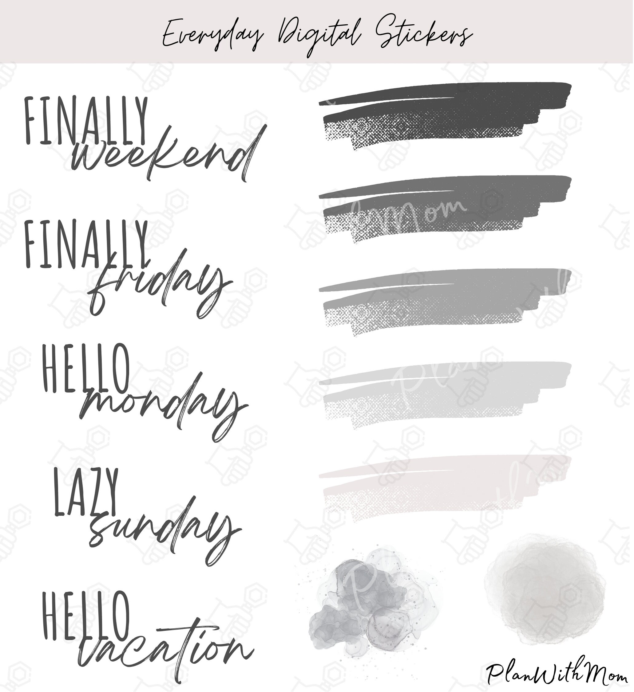 Minimalist Digital Stickers: Everyday Planner PNG Stickers (goodnotes ...