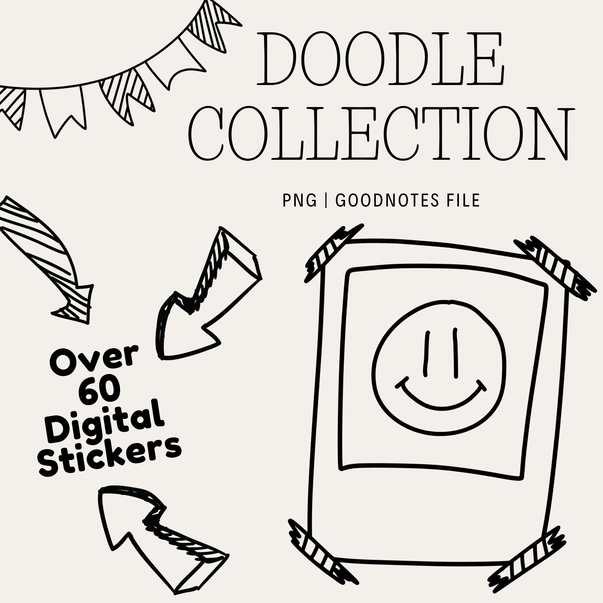 Doodle Collection Digital Stickers | PNG Stickers | Pre-cropped ...