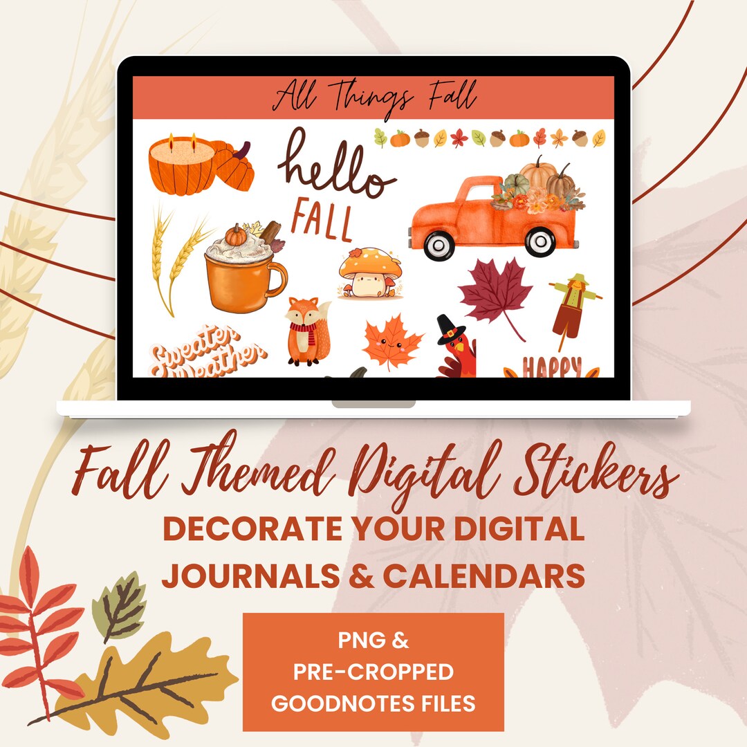 Fall Digital Stickers: PNG, Pre-cropped Goodnotes Stickers - Etsy