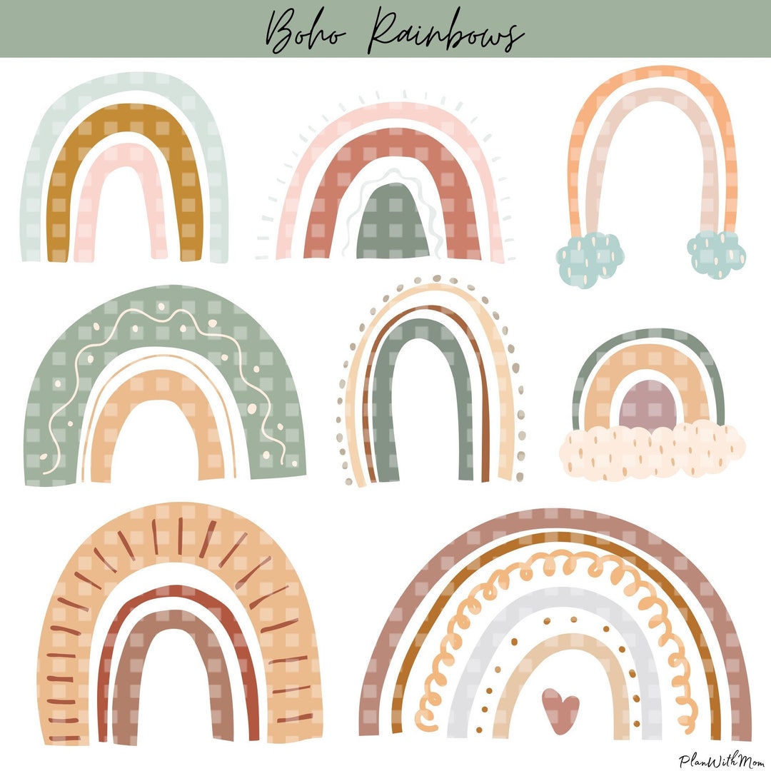 Boho Rainbow Stickers | Digital Stickers | Goodnotes Digital Stickers ...