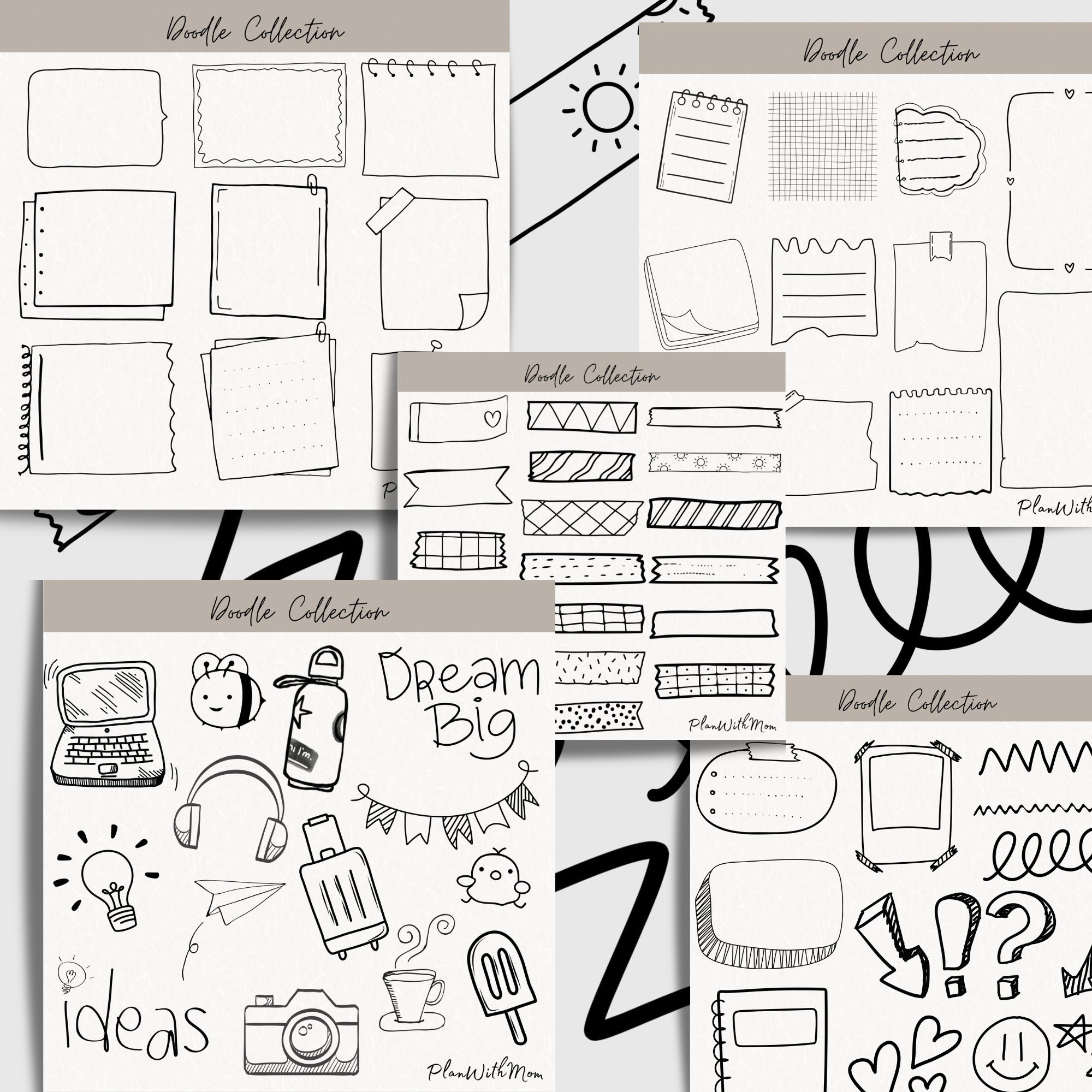 Doodle Collection Digital Stickers | PNG Stickers | Pre-cropped ...