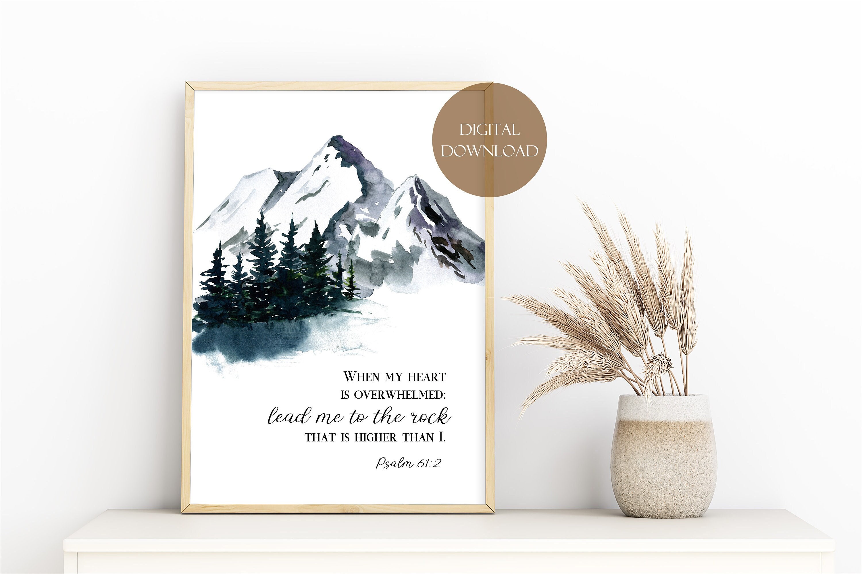 Psalm 61:2 Lead Me to the Rock Bible Verse Printable Wall Art - Etsy