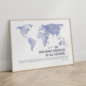 The Great Commission Bible Verse Printable Wall Art, Matthew 28:19-20 ...