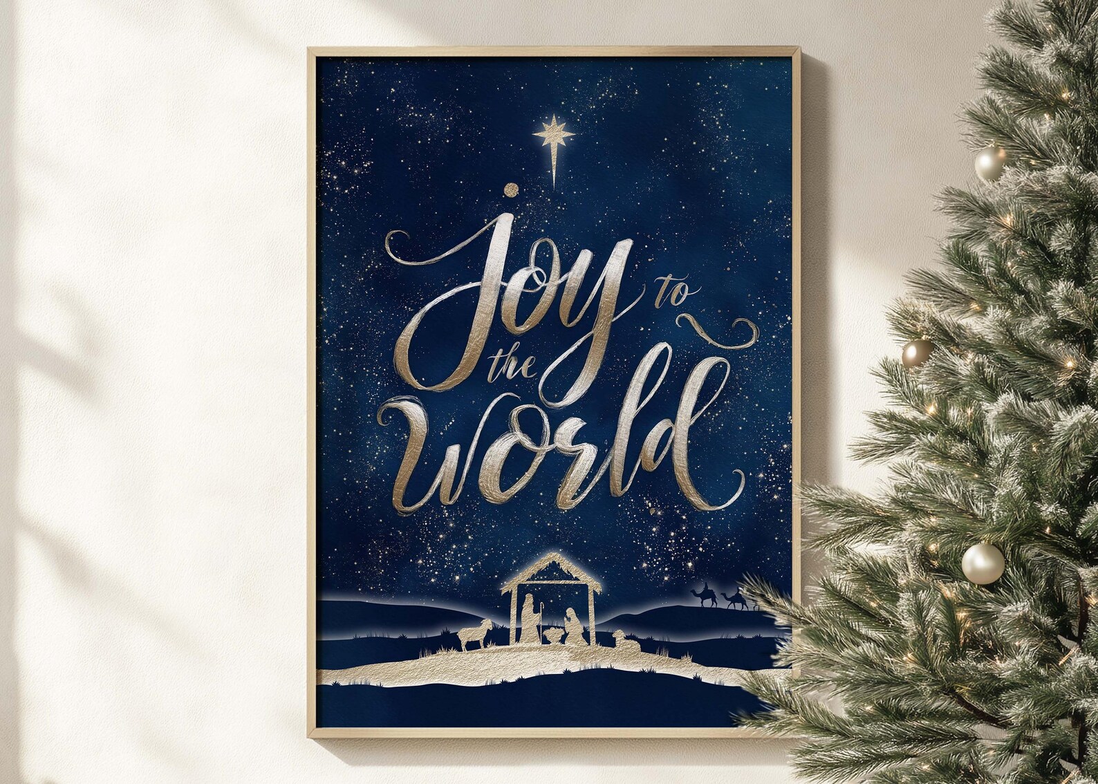 Joy to the World Nativity Scene Christmas Bible Verse Wall Art ...