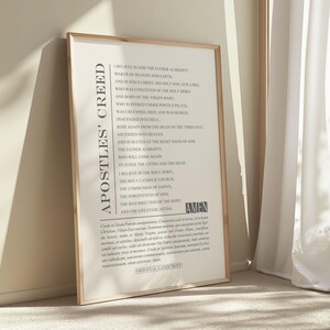 Apostles' Creed Wall Art Printable, Christian Doctrine Modern ...