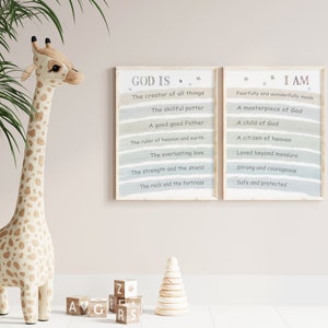 Who God is & Who I Am Christian Kids Affirmation Printable Wall Art ...