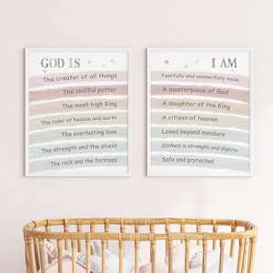 Who God is & Who I Am Christian Kids Affirmation Printable Wall Art ...